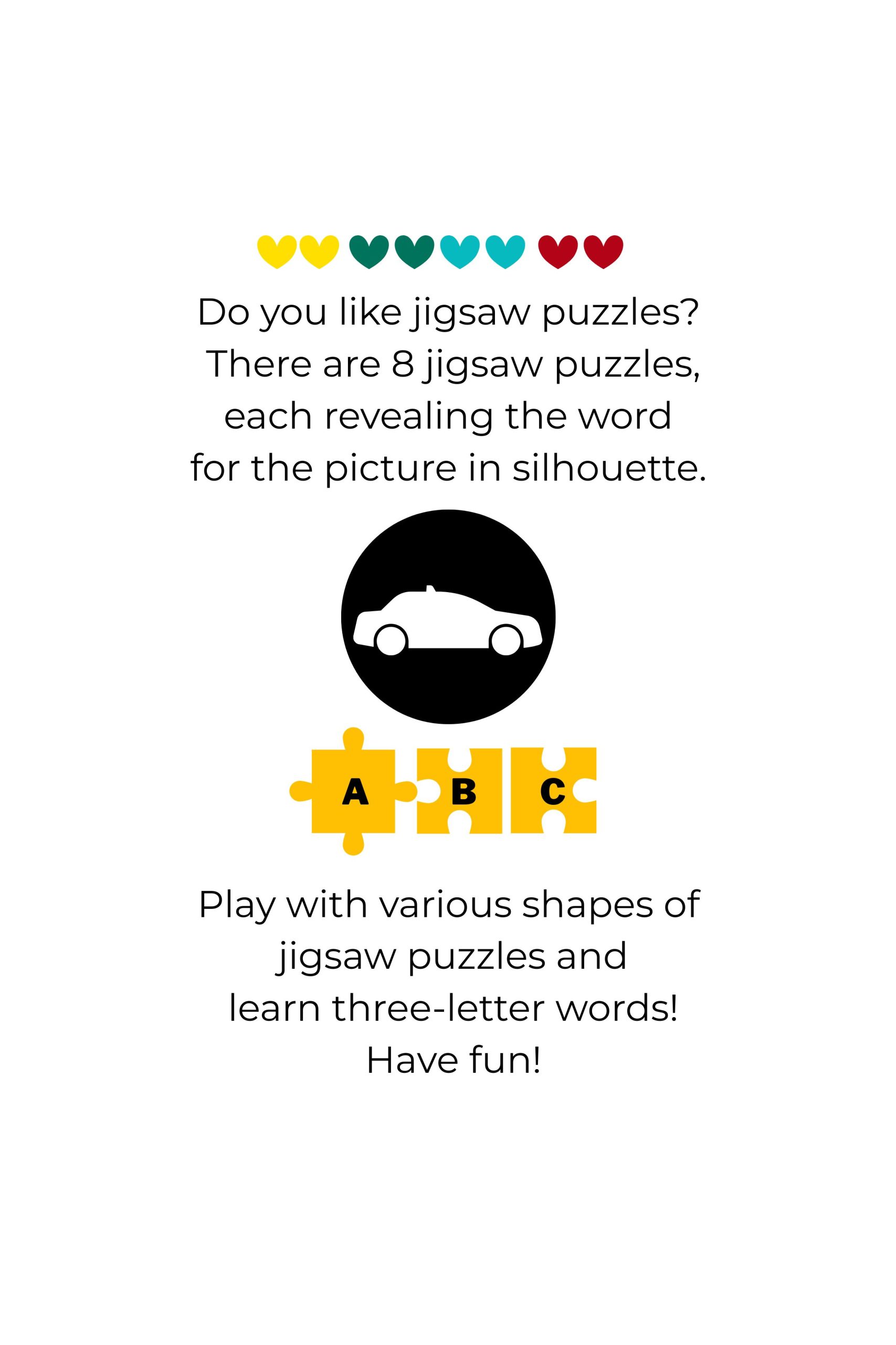 Short vowel A phonics : Build Short A Words with Jigsaw Puzzles